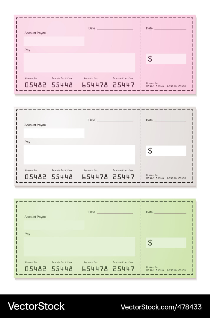 American Check Payment Royalty Free Vector Image