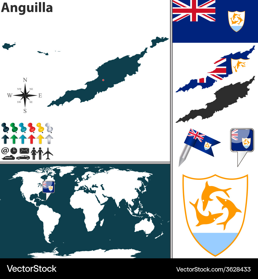 Anguilla map Royalty Free Vector Image - VectorStock