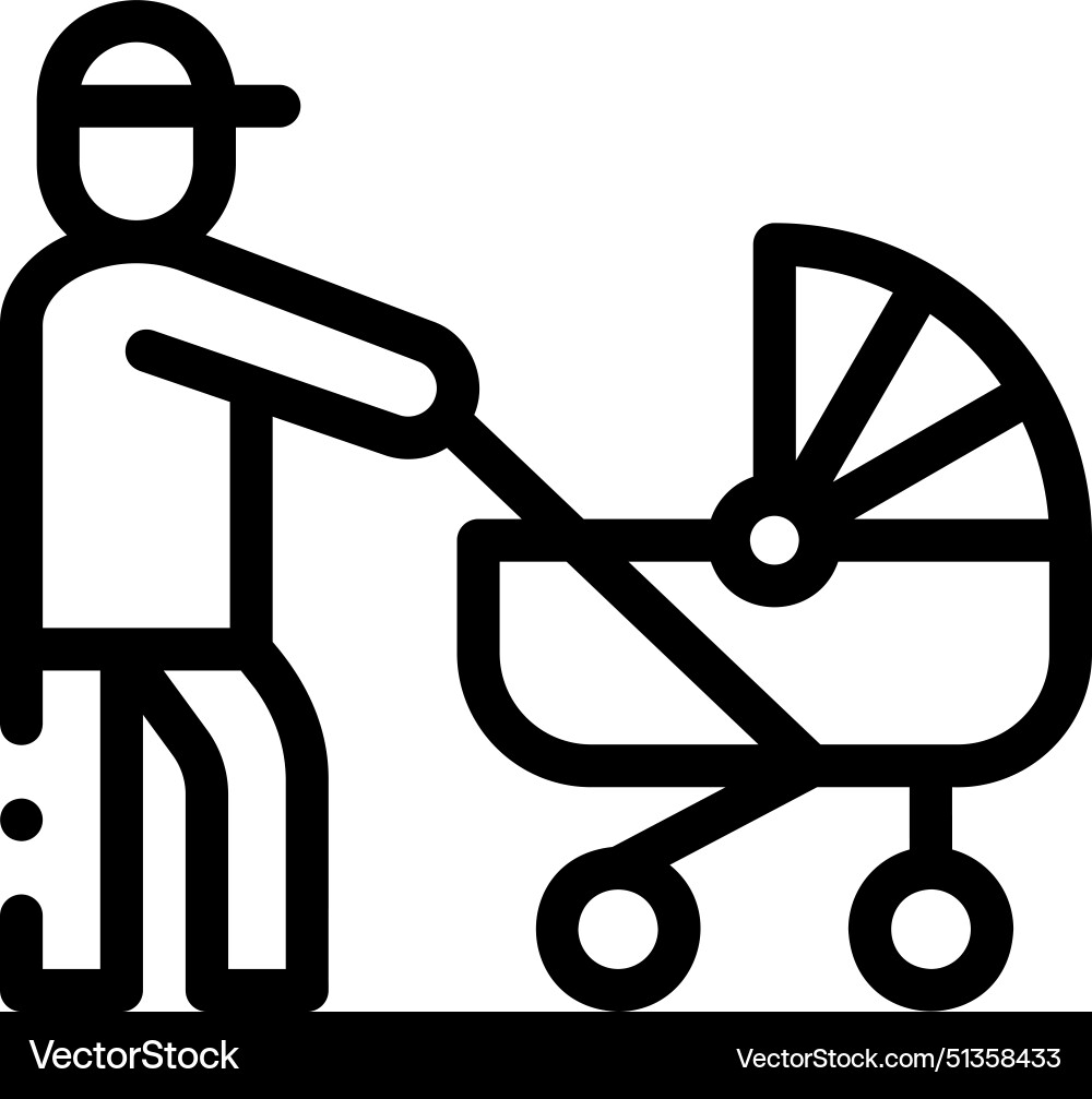 Baby stroller icon thin linear style design Vector Image