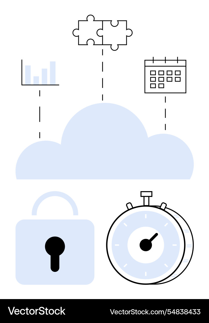 Cloud Computing Concept With Data Security Royalty Free Vector