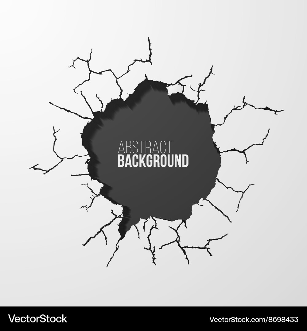 Cracked hole in wall banner with space Royalty Free Vector