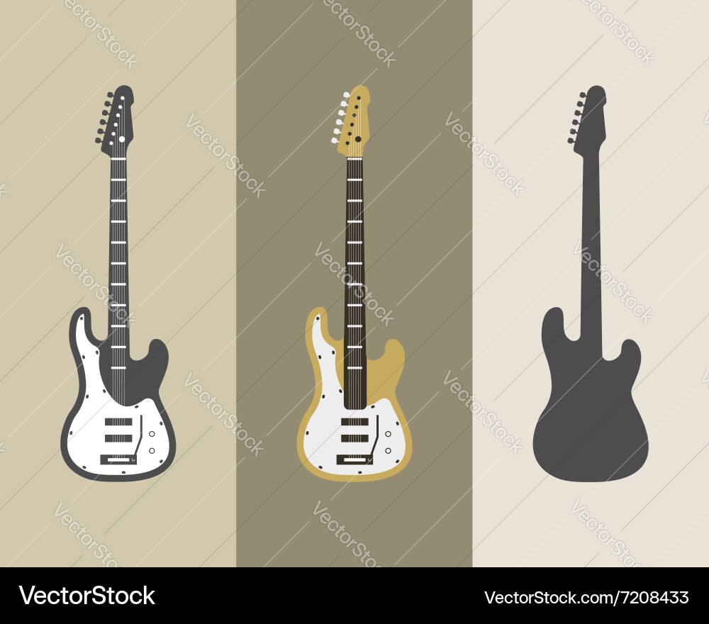 Electric guitar icons set isolated Royalty Free Vector Image