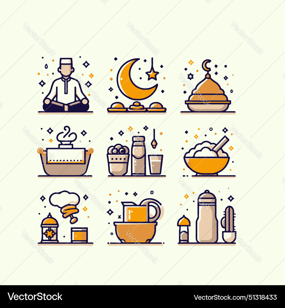 Exquisite collection of ramadan and islamic Vector Image