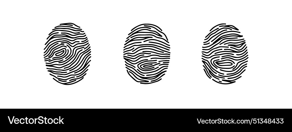 Fingerprint icon set print hand drawn doodle Vector Image