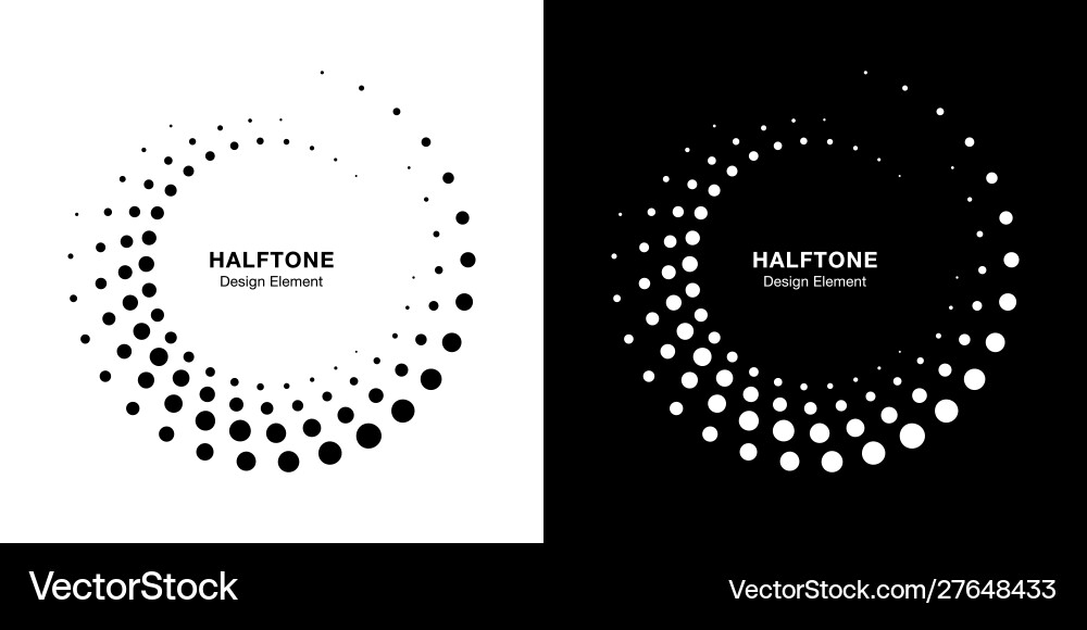Halftone circle dots frame logo Royalty Free Vector Image