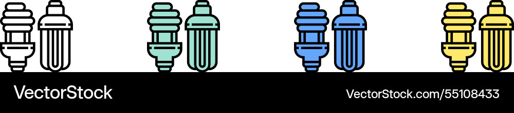 Light bulb icon outline green blue and yellow Vector Image