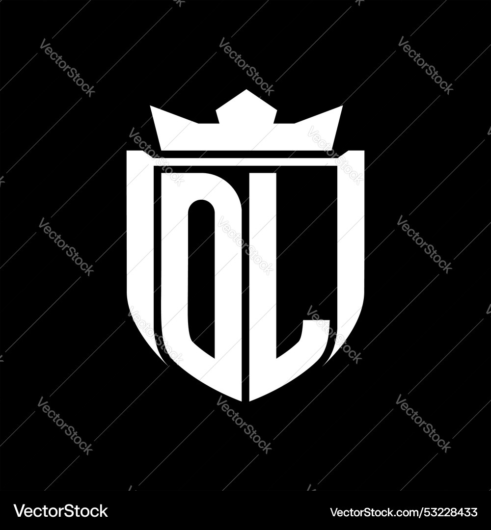 Ol letter logo shield shape inside badge Vector Image