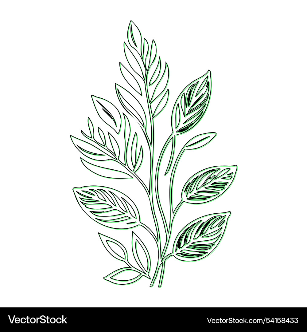 Parallel flower outline sketch green Royalty Free Vector