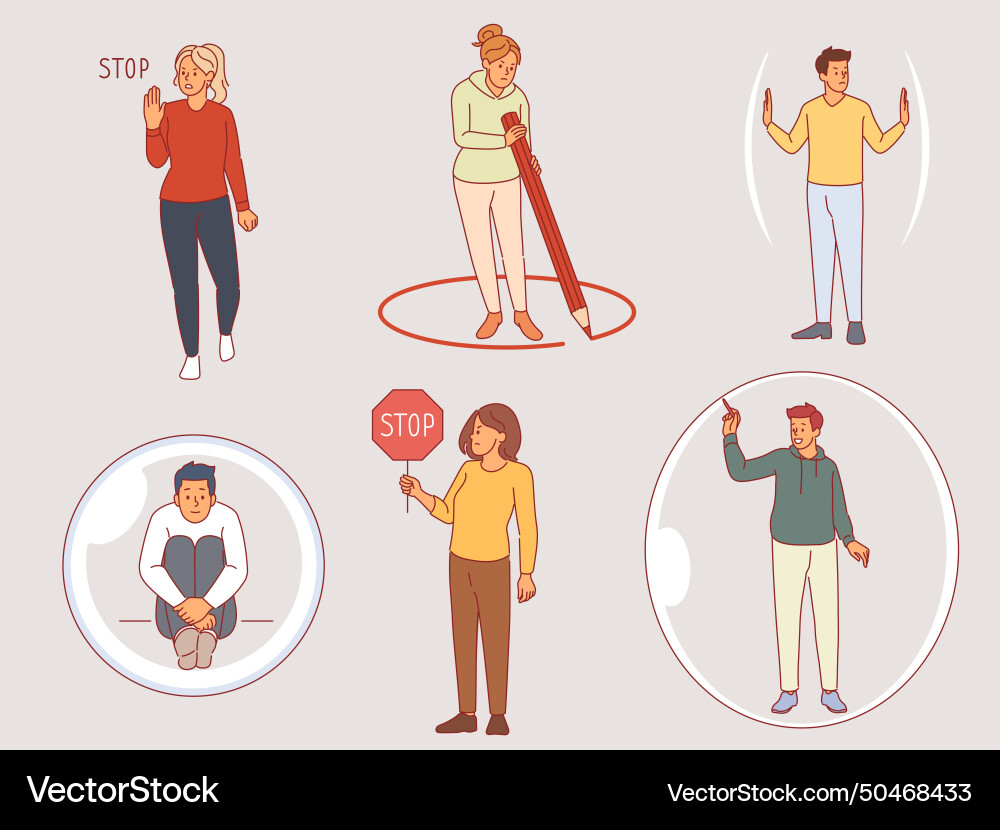 People personal boundaries social interaction Vector Image