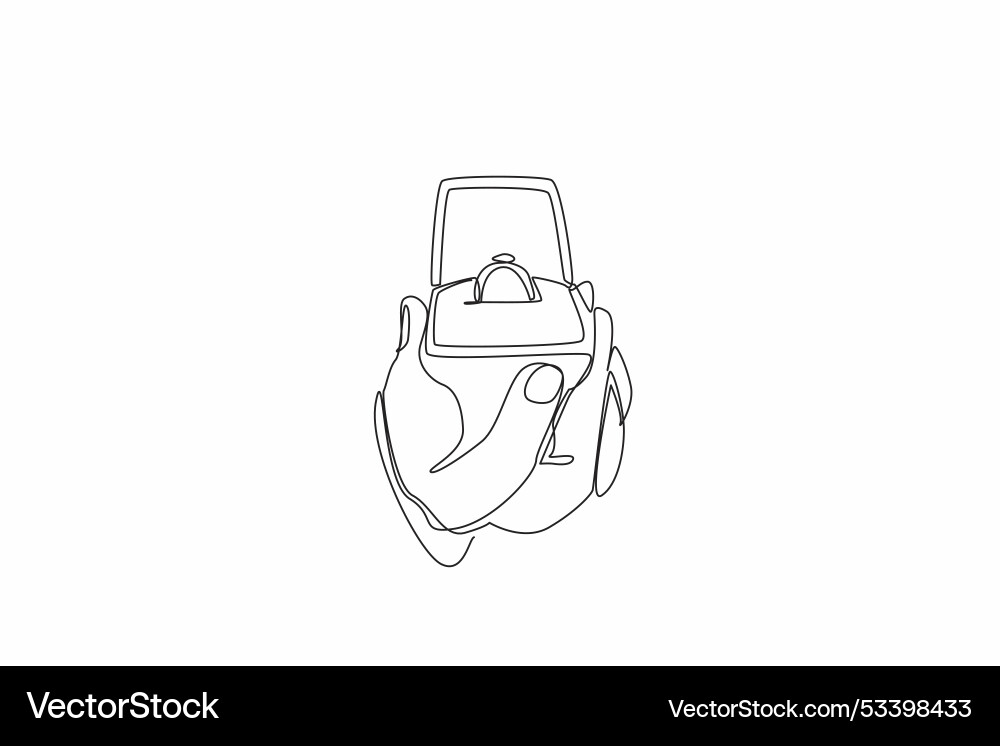 Single one line drawing mans hand holding a ring Vector Image