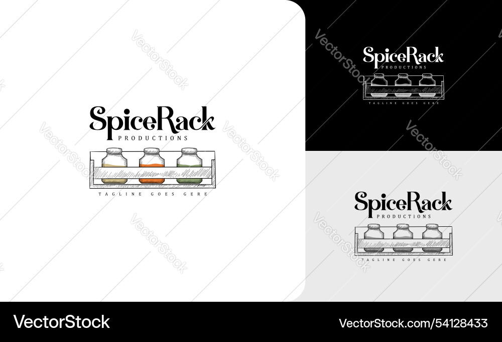 Vintage hand drawn spice rack logo spice kitchen Vector Image