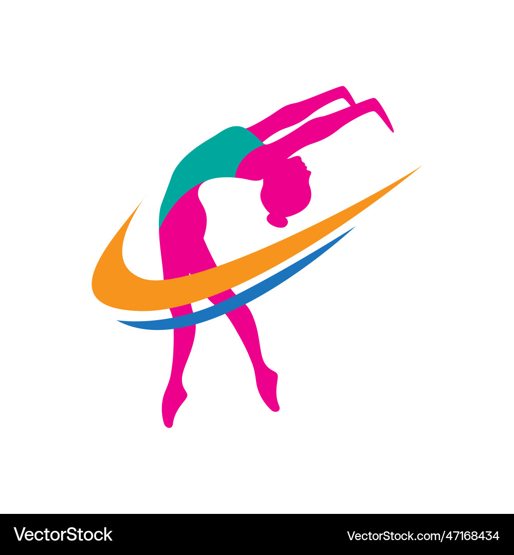 Colorful girl dance acrobatic logo design Vector Image
