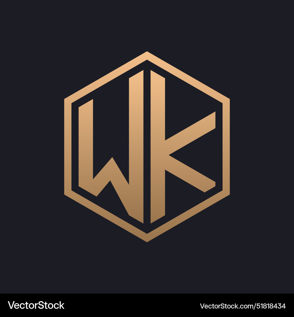 Elegant hexagon letter wk logo design initial Vector Image