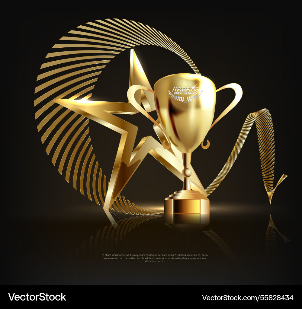 Golden star trophy on an elegant black circular Vector Image