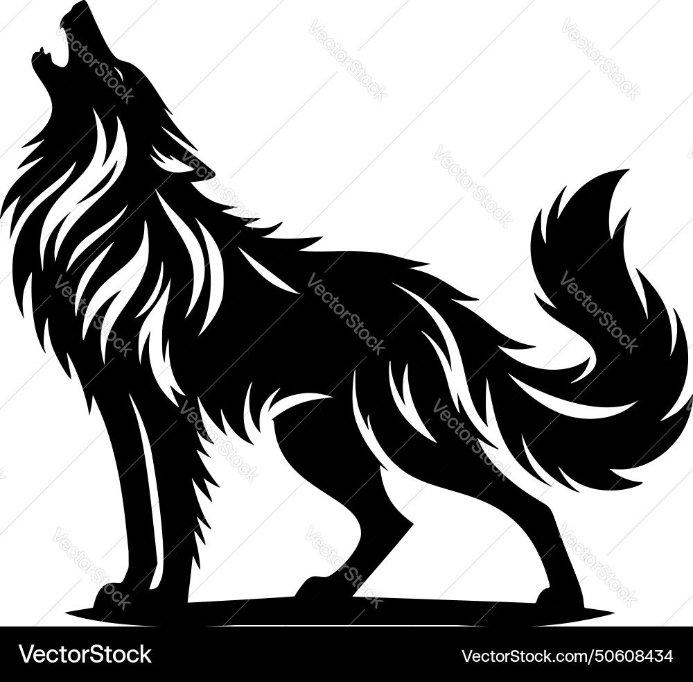 Howling wolf in monochrome Royalty Free Vector Image