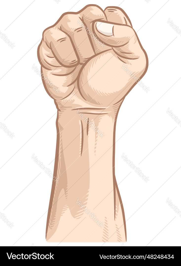 Raised fist strong victory hand clenched Vector Image