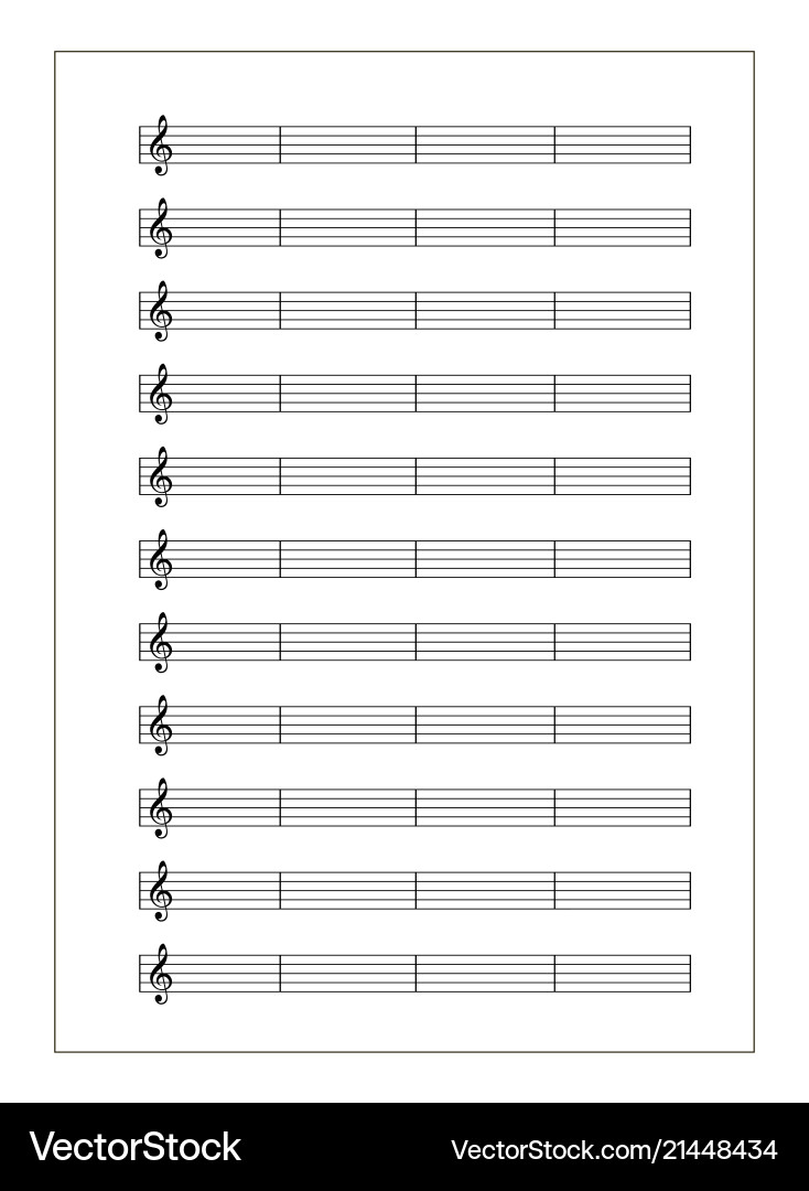 White music sheet with note grid treble clef Vector Image