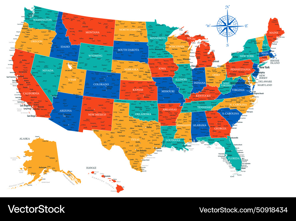World map - highly detailed colored Royalty Free Vector