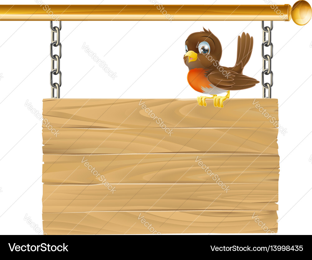 Bird hanging wooden sign Royalty Free Vector Image