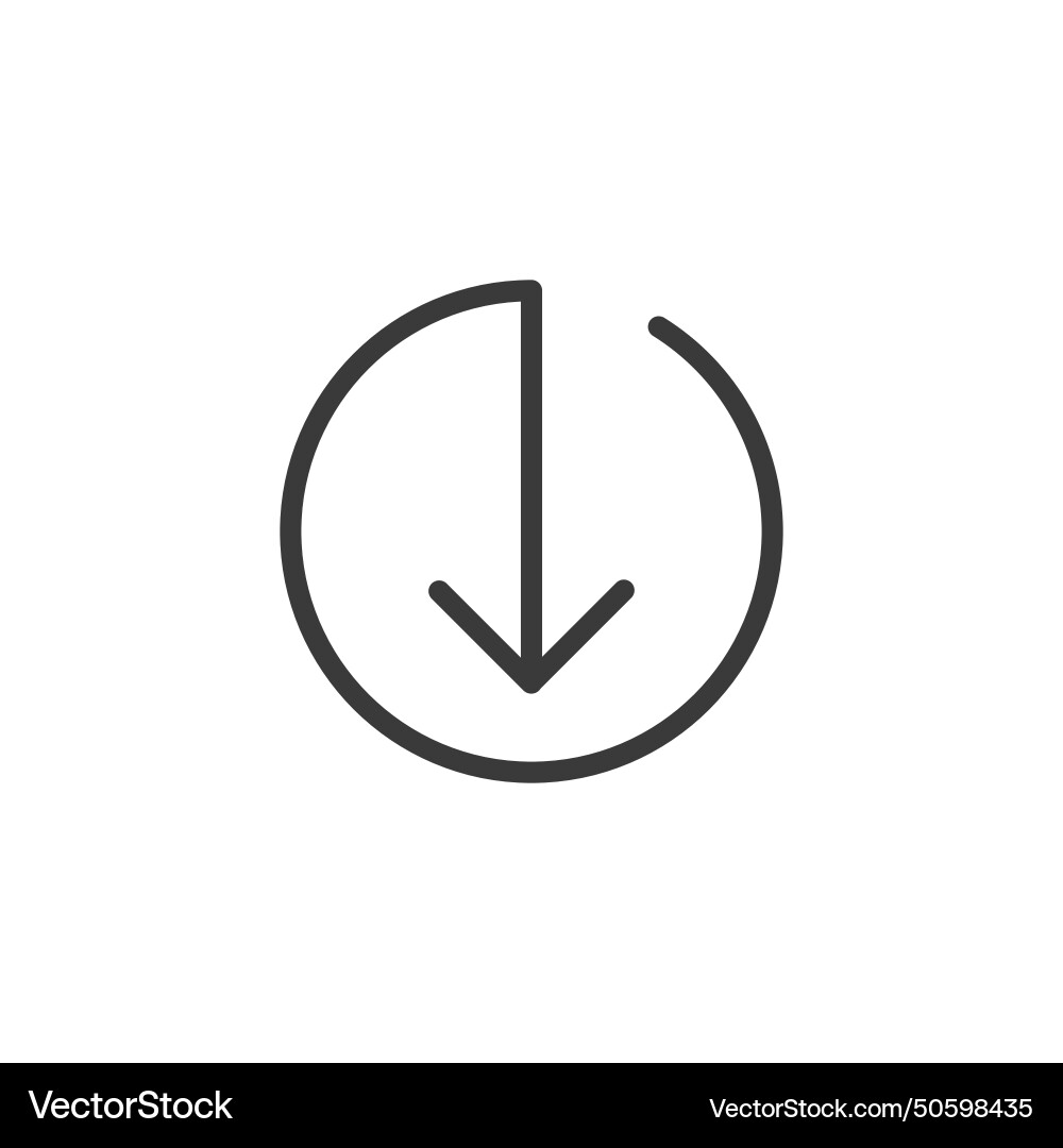 Down key icon arrow isolated on white Royalty Free Vector