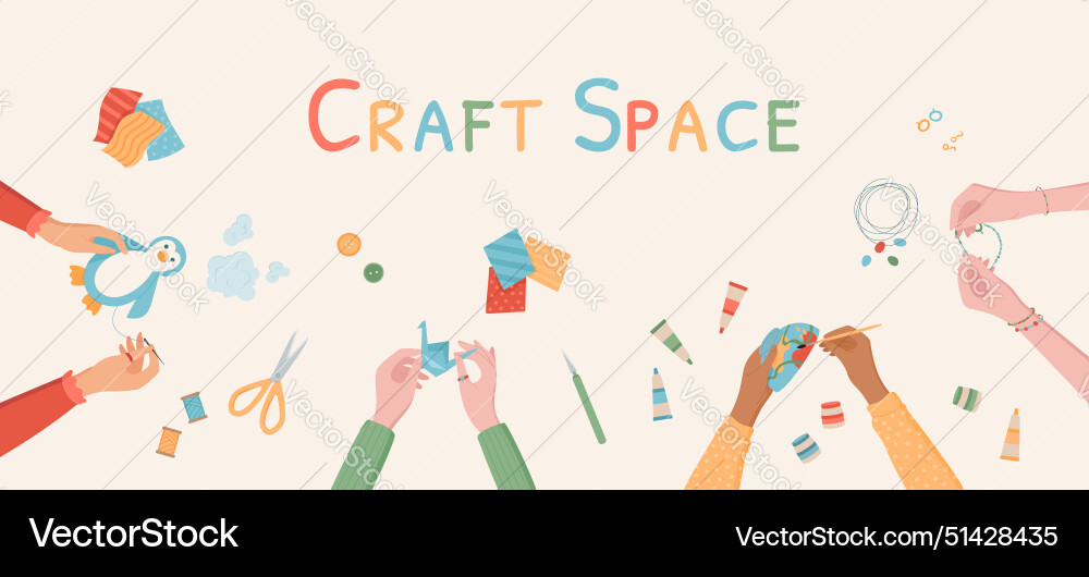 Flat colorful hand craft hobby background Vector Image