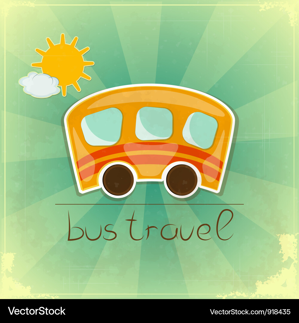 Fun bus travel card Royalty Free Vector Image - VectorStock