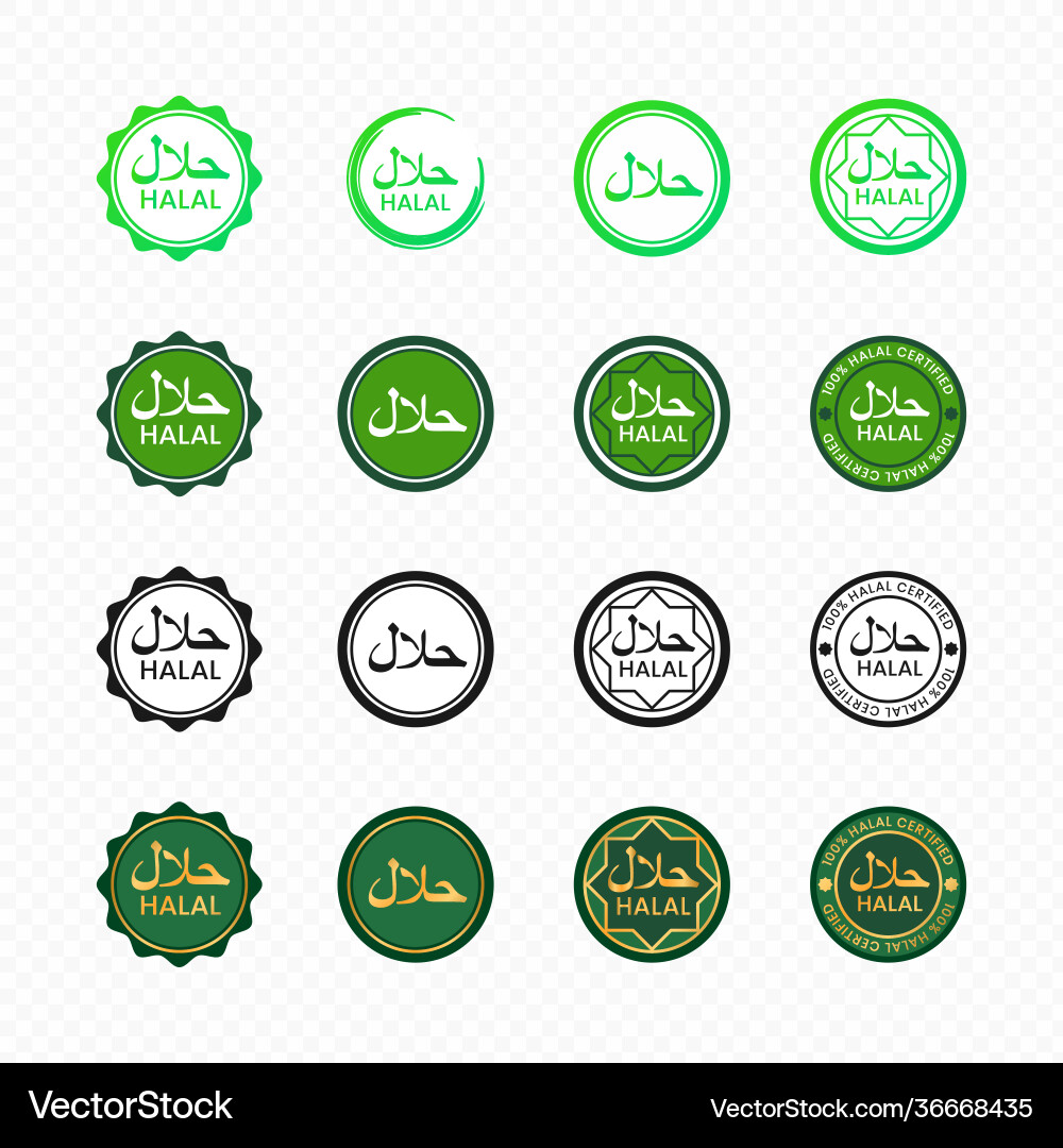Halal food certified label isolated on white Vector Image