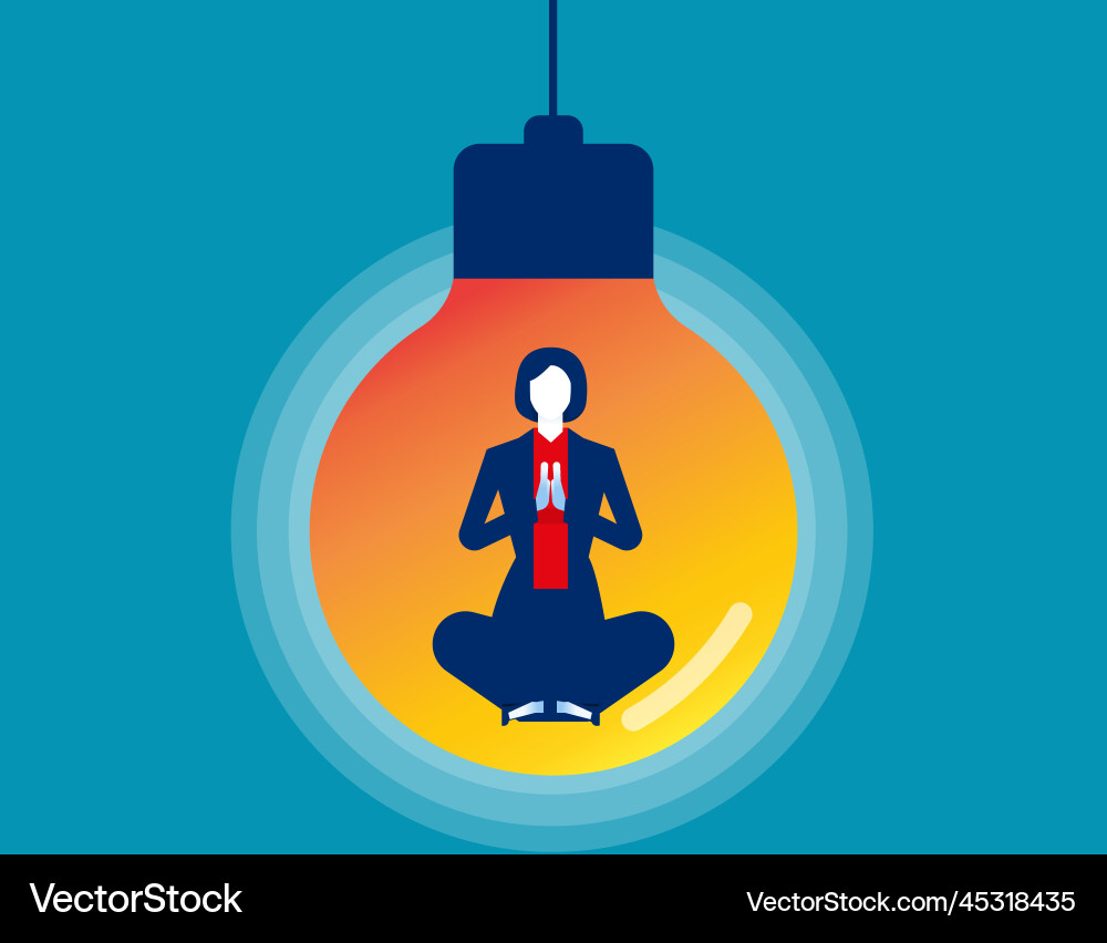 Person on lightbulb and finding idea develop Vector Image