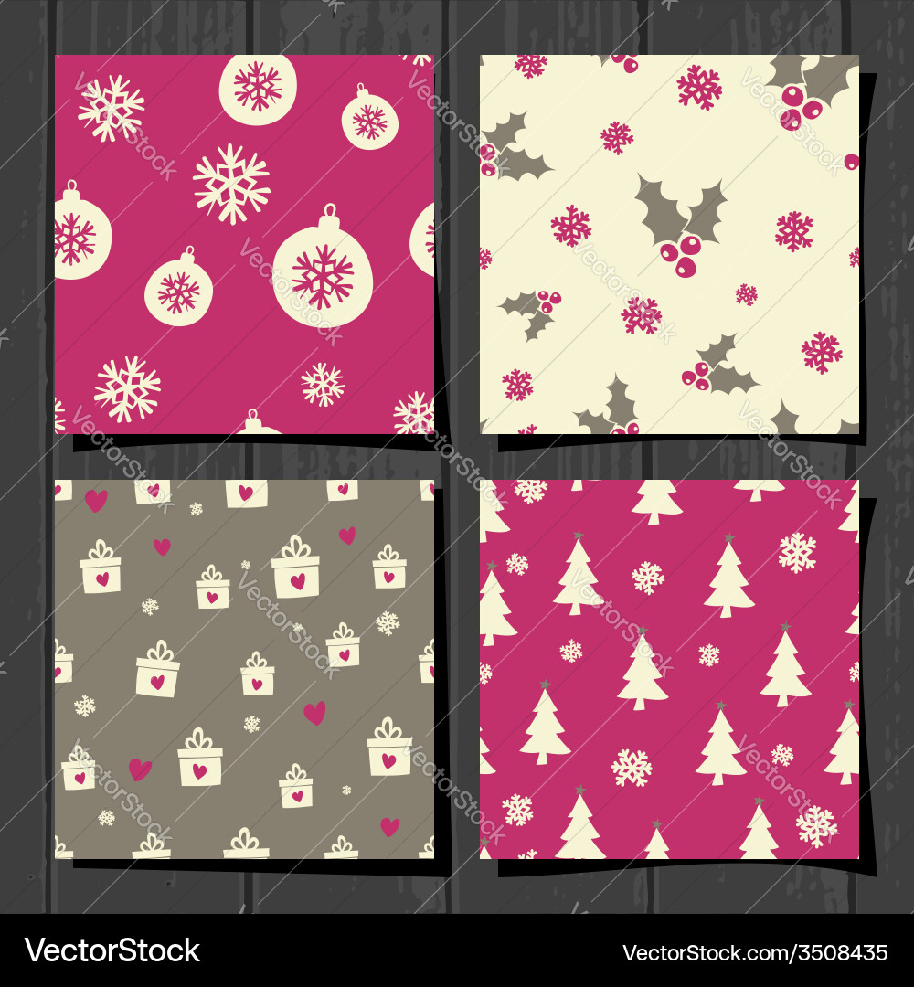 Retro Christmas Seamless Patterns Royalty Free Vector Image