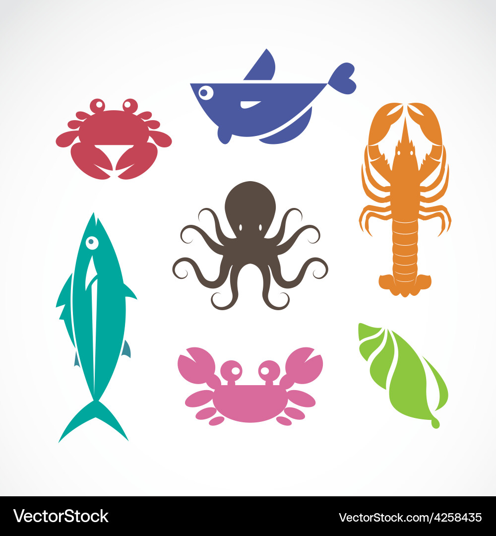 Set of seafood symbols Royalty Free Vector Image