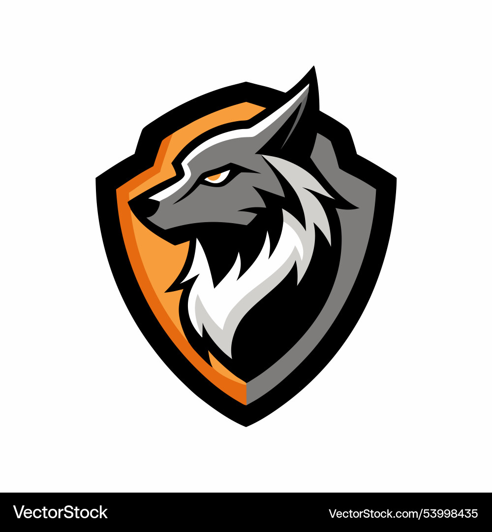 Sleek wolf in shield mascot logo design Royalty Free Vector