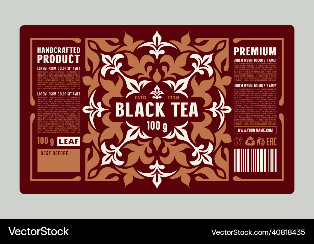 Template decorative label for tea Royalty Free Vector Image