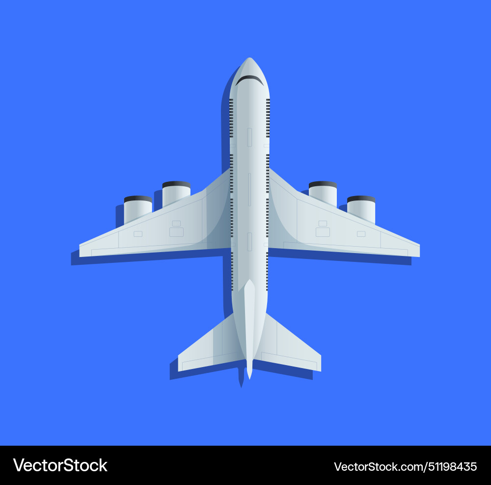 Top view of airplane from a bottom-up Royalty Free Vector