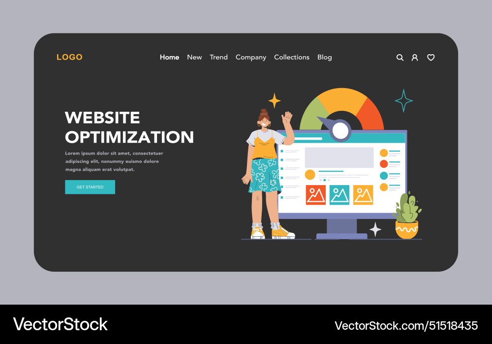 Website optimization set flat Royalty Free Vector Image