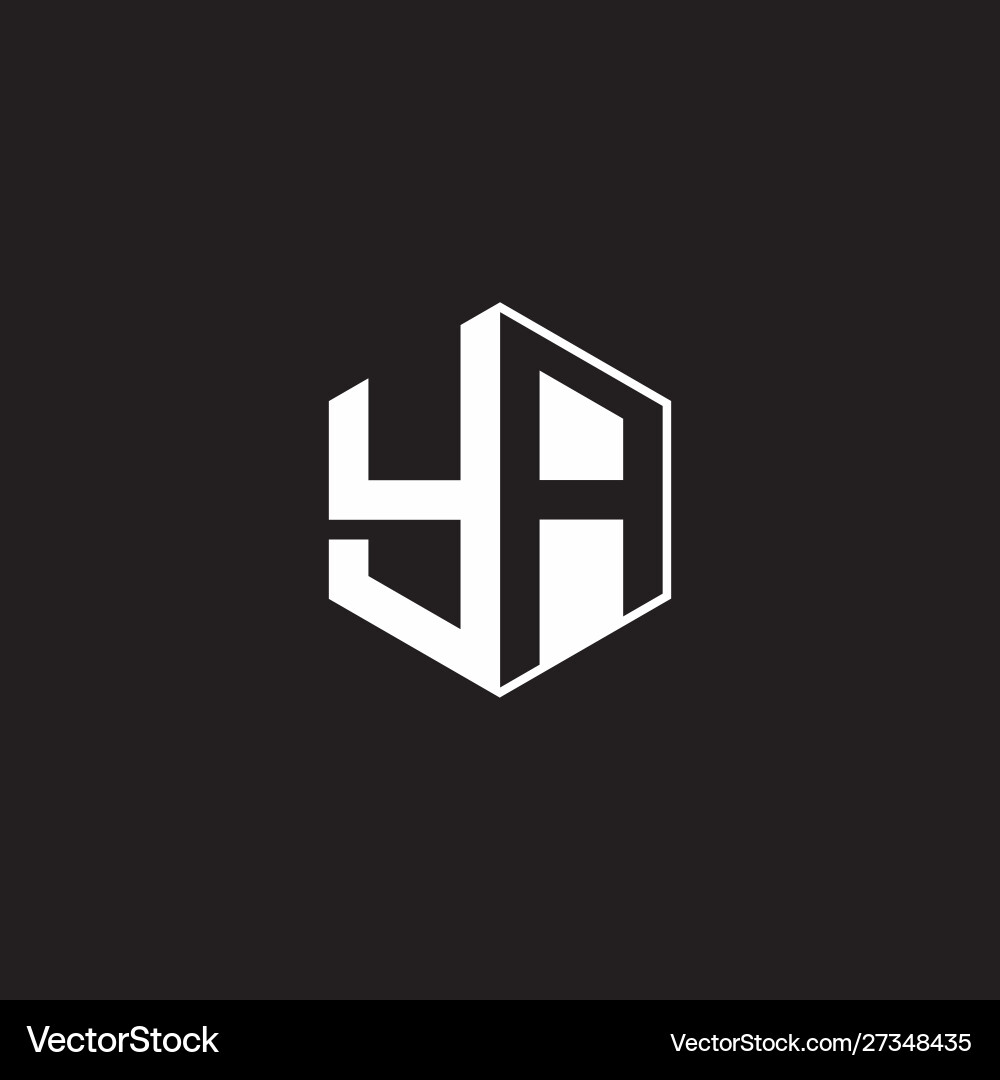 Ya logo monogram hexagon with black background Vector Image