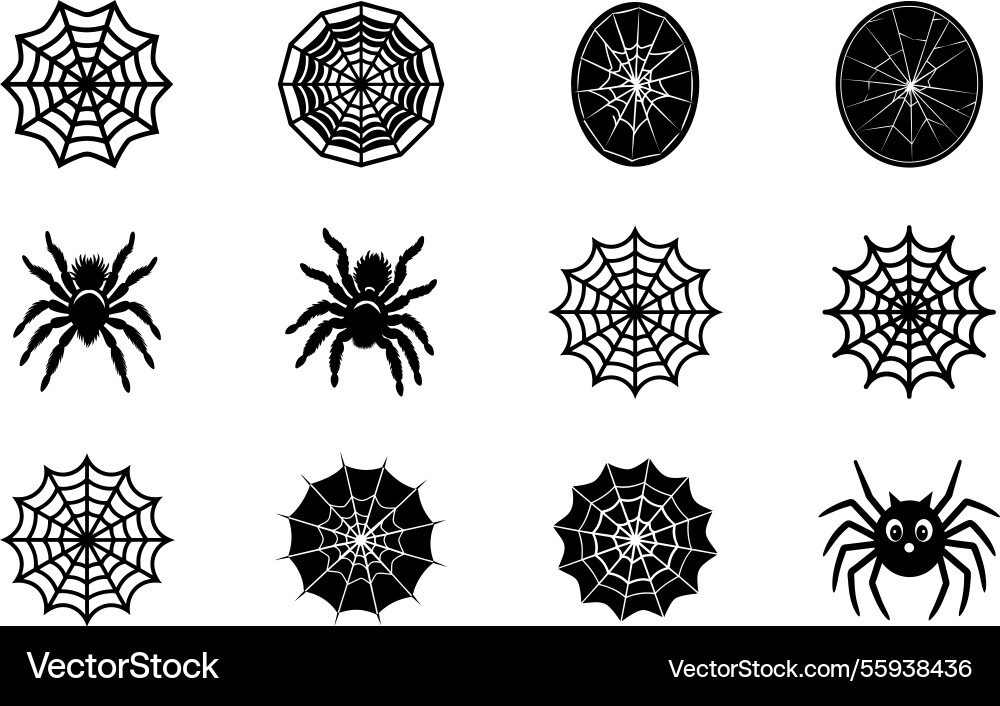 Black silhouette tree icons palm pine willow bo Vector Image