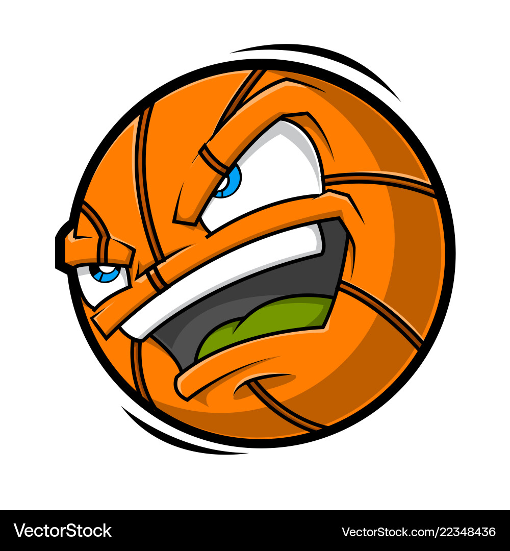 Cartoon basketball angry face Royalty Free Vector Image