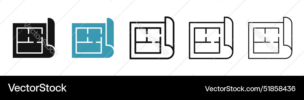 Floor plan icon set in black and blue colors Vector Image
