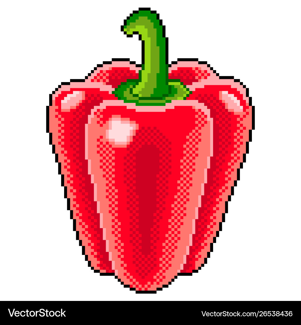 Pixel sweet pepper detailed isolated Royalty Free Vector