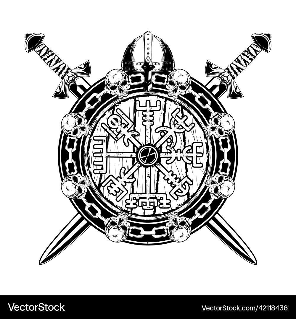 Scandinavian Viking Compass Tattoo Royalty Free Vector Image