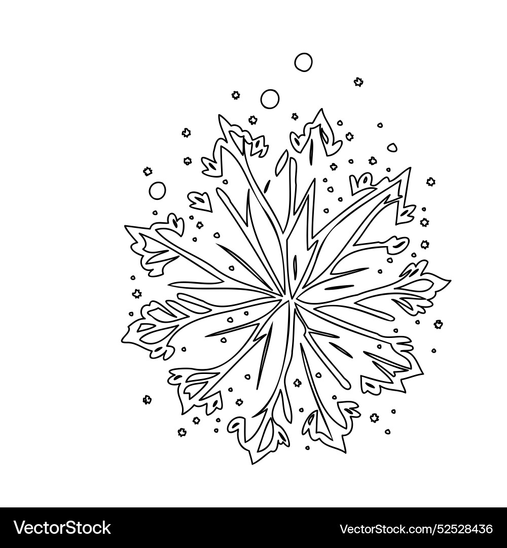 Snow flake outline sketch Royalty Free Vector Image