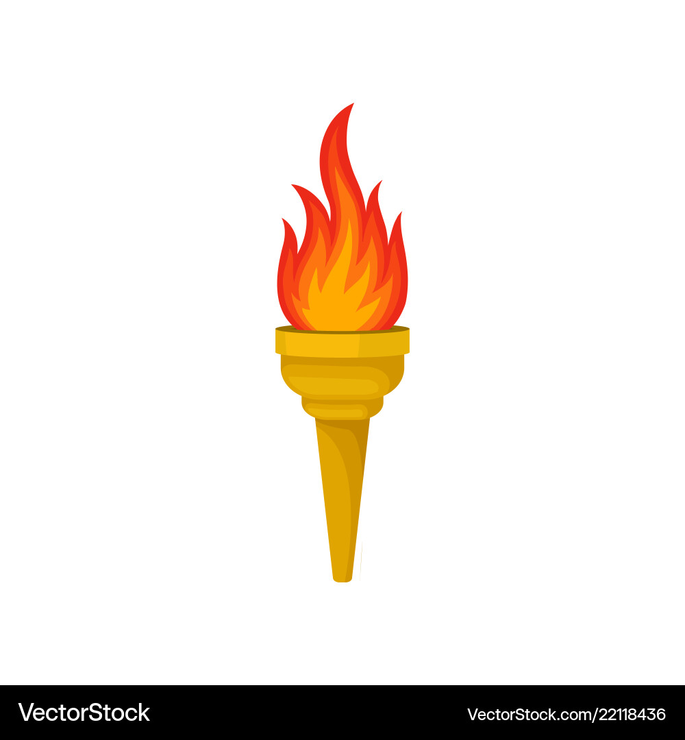 Yellow torch with bright red-orange fiery flame Vector Image