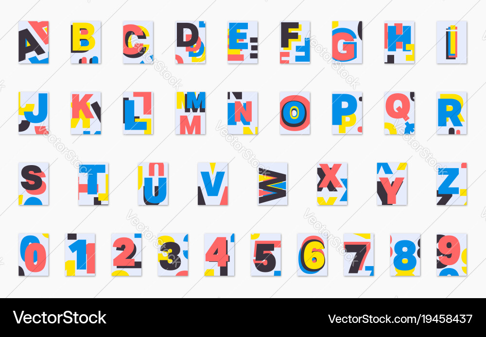 Alphabet and Number Set – Typography Design Vector Image