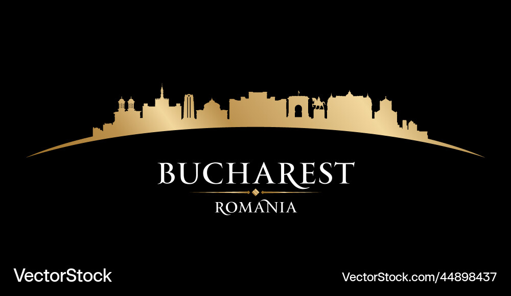 Bucharest romania city silhouette black background