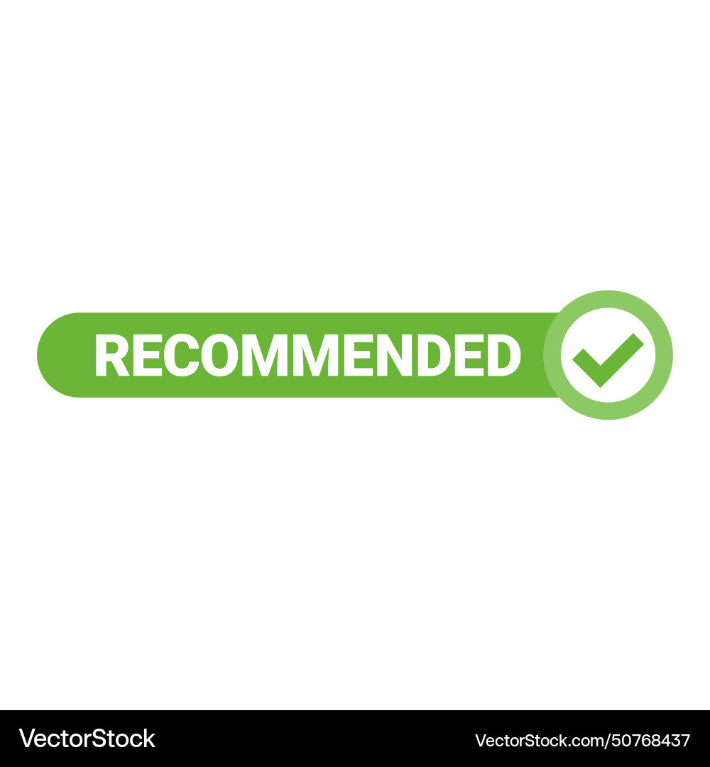 Green recommended label on white background Vector Image