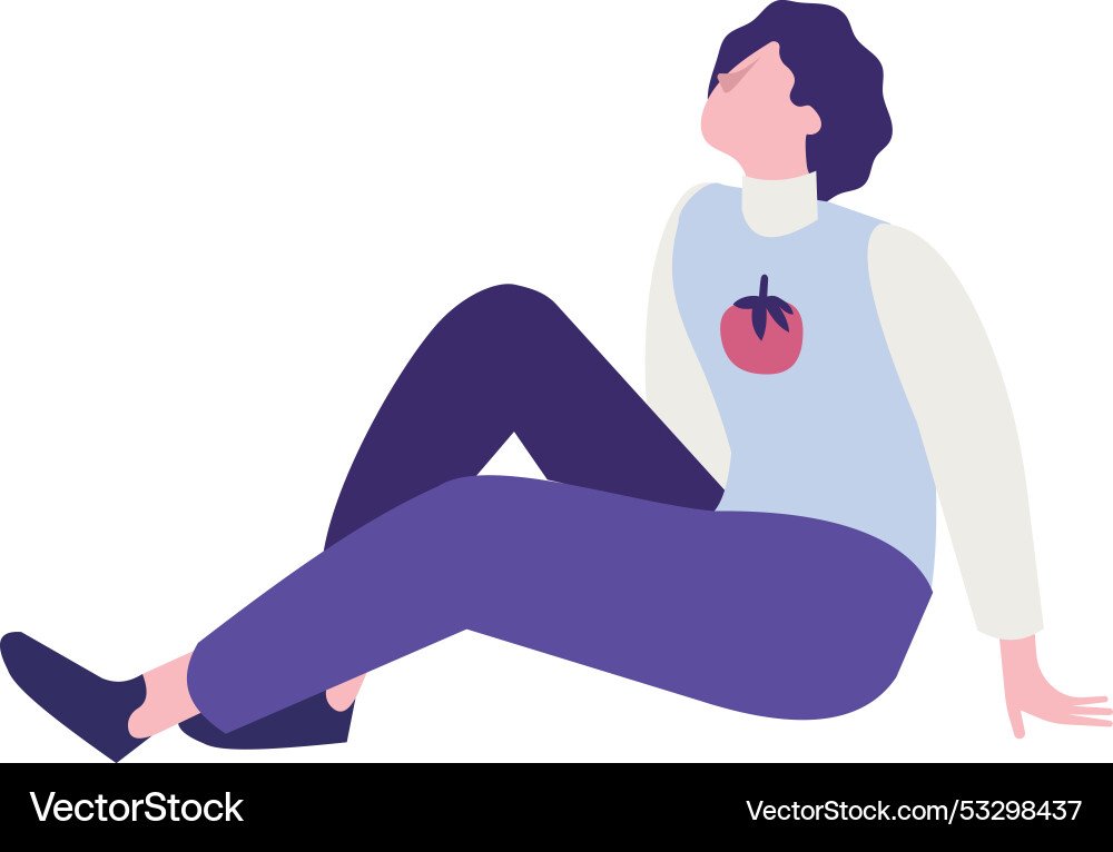 Man sitting looking up icon on white Royalty Free Vector