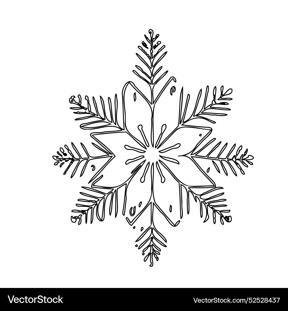 Snow flake outline sketch Royalty Free Vector Image