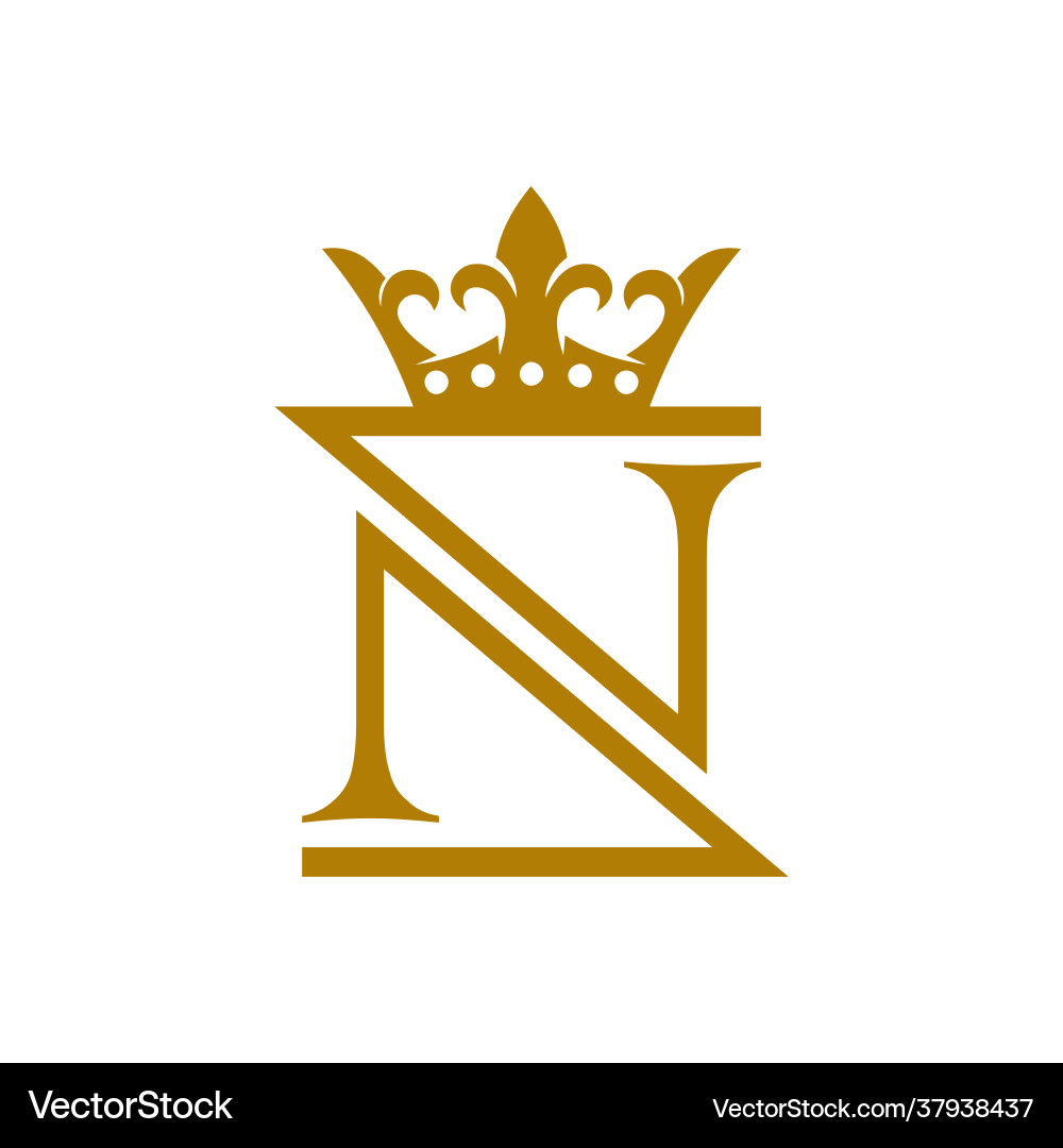 Stylish letter n crown logo icon Royalty Free Vector Image
