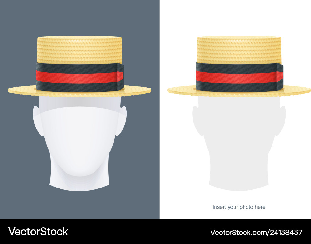 Vintage classic boater straw Royalty Free Vector Image