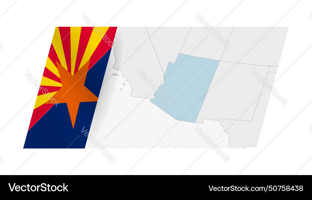 Arizona map in modern style with flag Royalty Free Vector